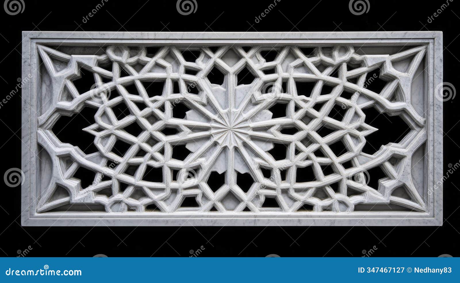 A Rectangular Panel of White Stone with Islamic Geometric Patterns ...