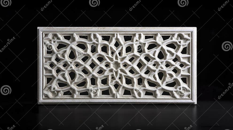 A Rectangular Panel of White Stone with Islamic Geometric Patterns ...
