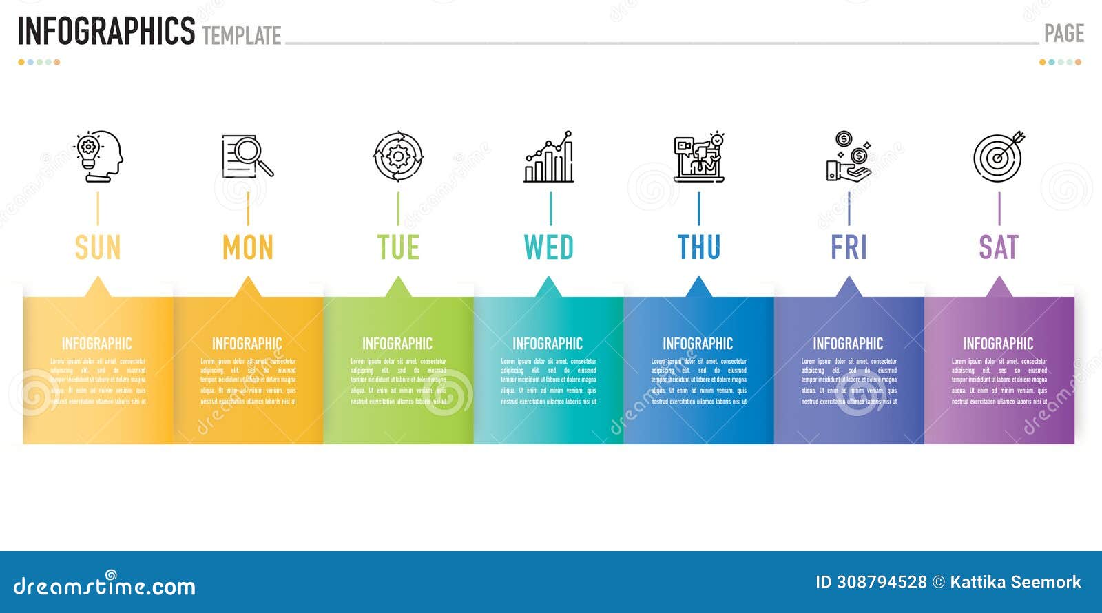Rectangular Paper Origami Weekly Infographic for Business Presentation ...