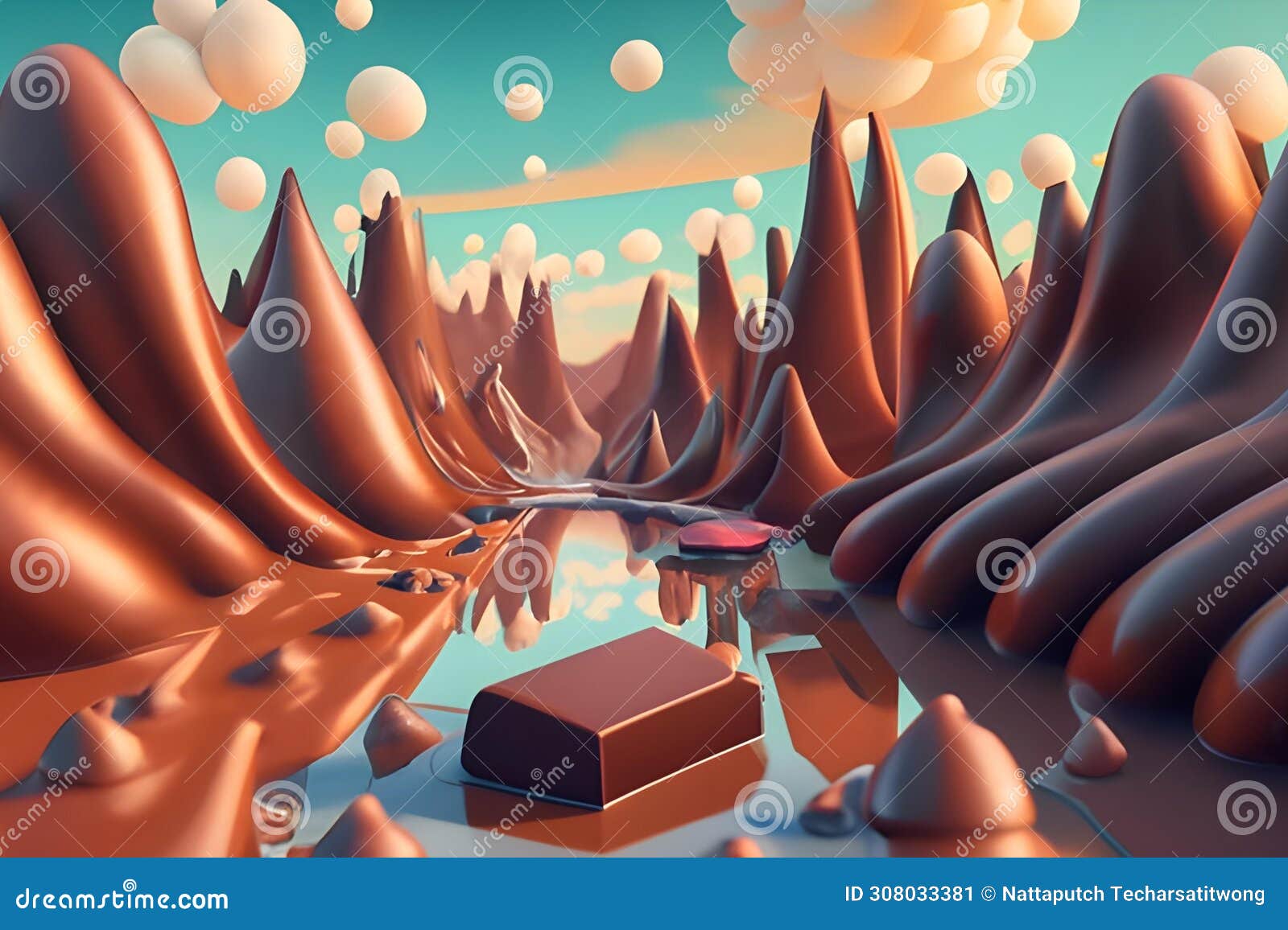 A Rectangular Piece of Chocolate Floats in a Chocolate River among ...