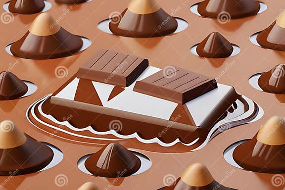A Rectangular Piece of Chocolate Floats in a Chocolate River among ...