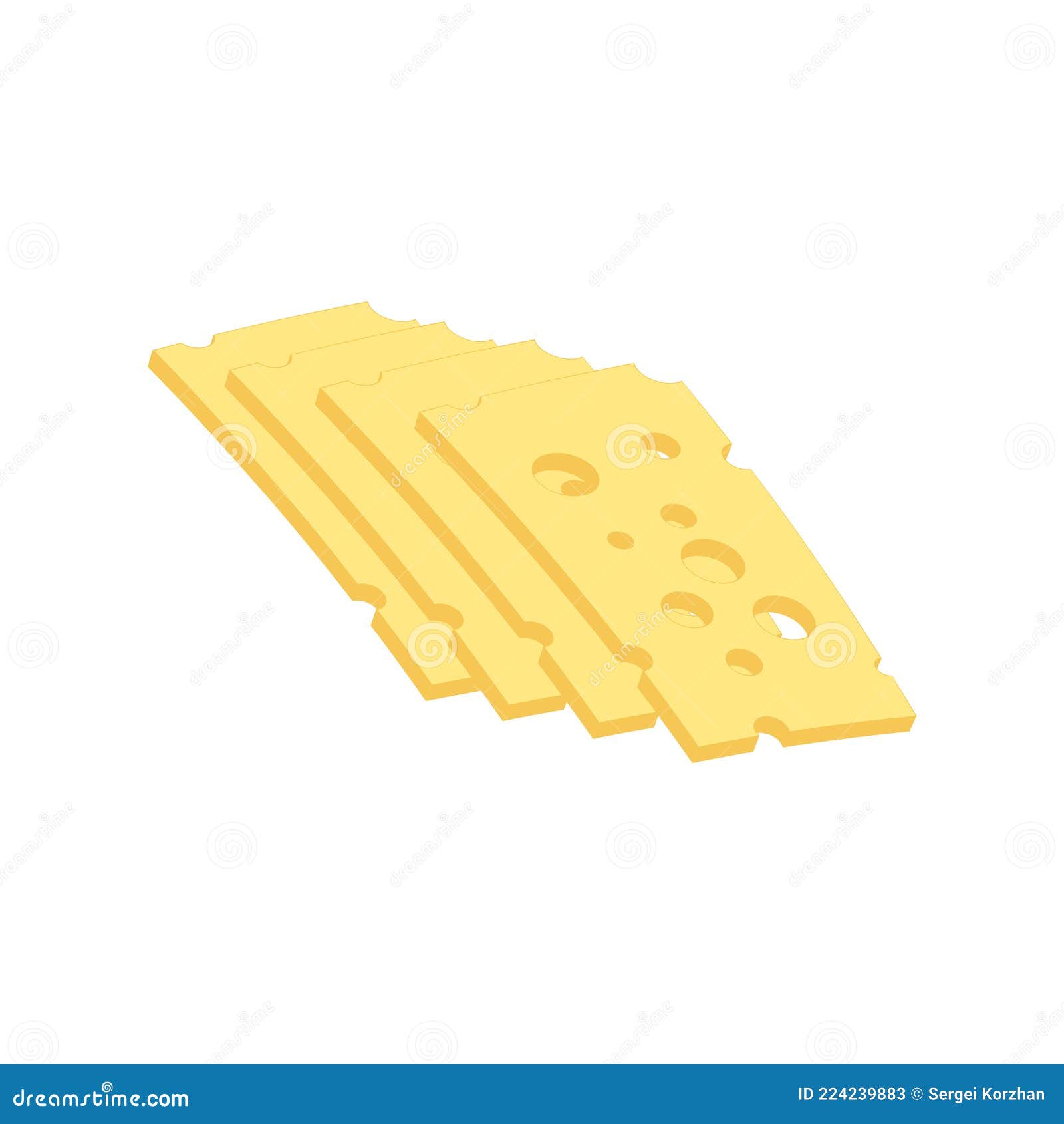 Rectangular Pieces of Cheese on a White Background. Stock Vector ...