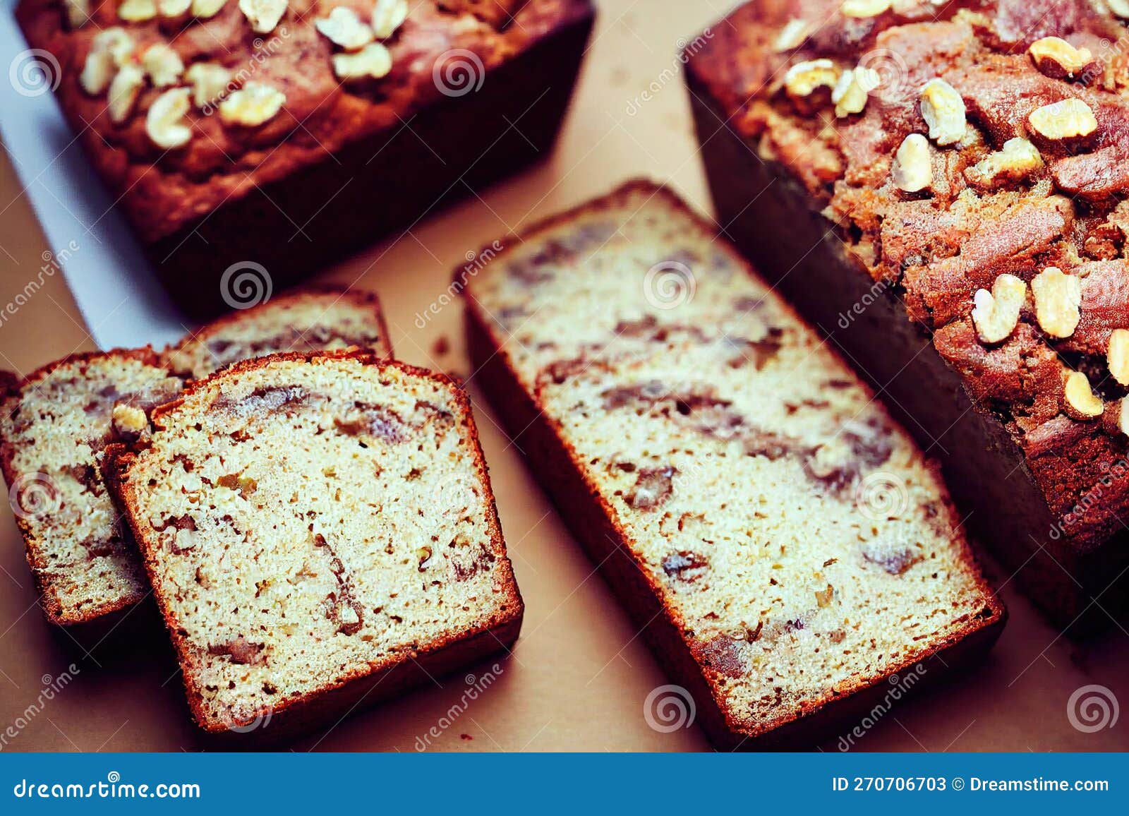 Rectangular Pieces of Delicious Fresh Banana Cake on Table Stock Image ...