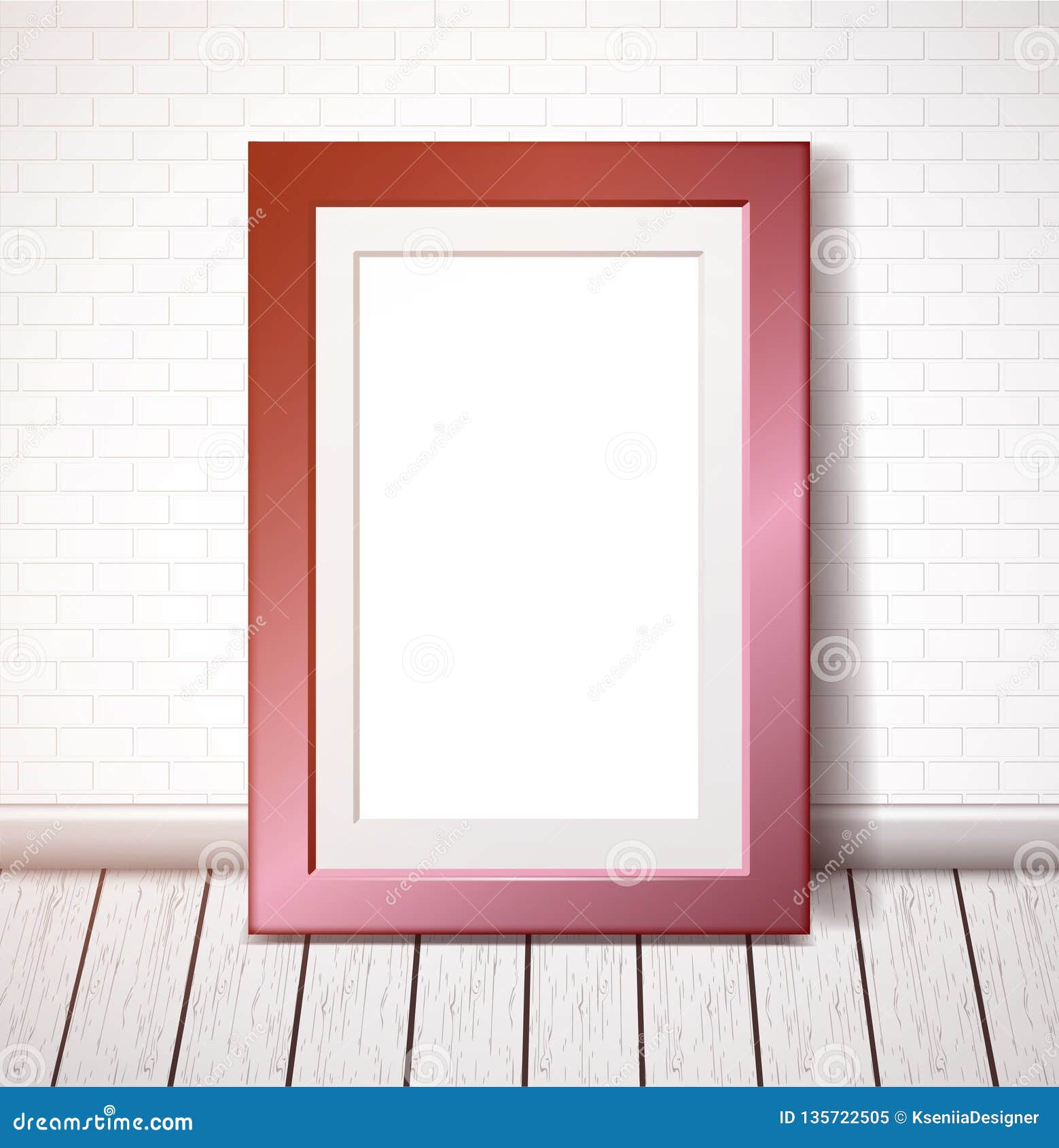 Rectangular Pink Frame on a White Brick Wall Stock Vector ...