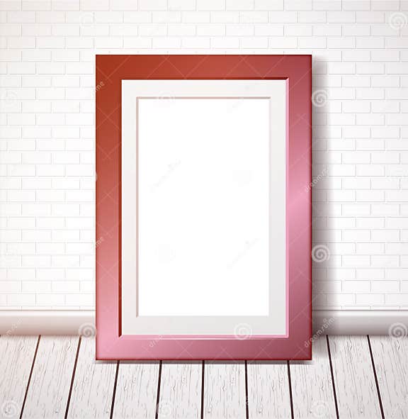 Rectangular Pink Frame on a White Brick Wall Stock Vector ...