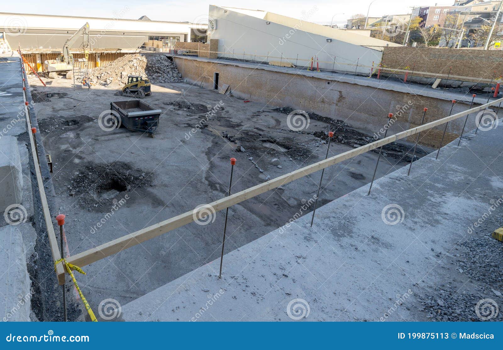 Rectangular Pit at a Construction Site Stock Image - Image of steel ...