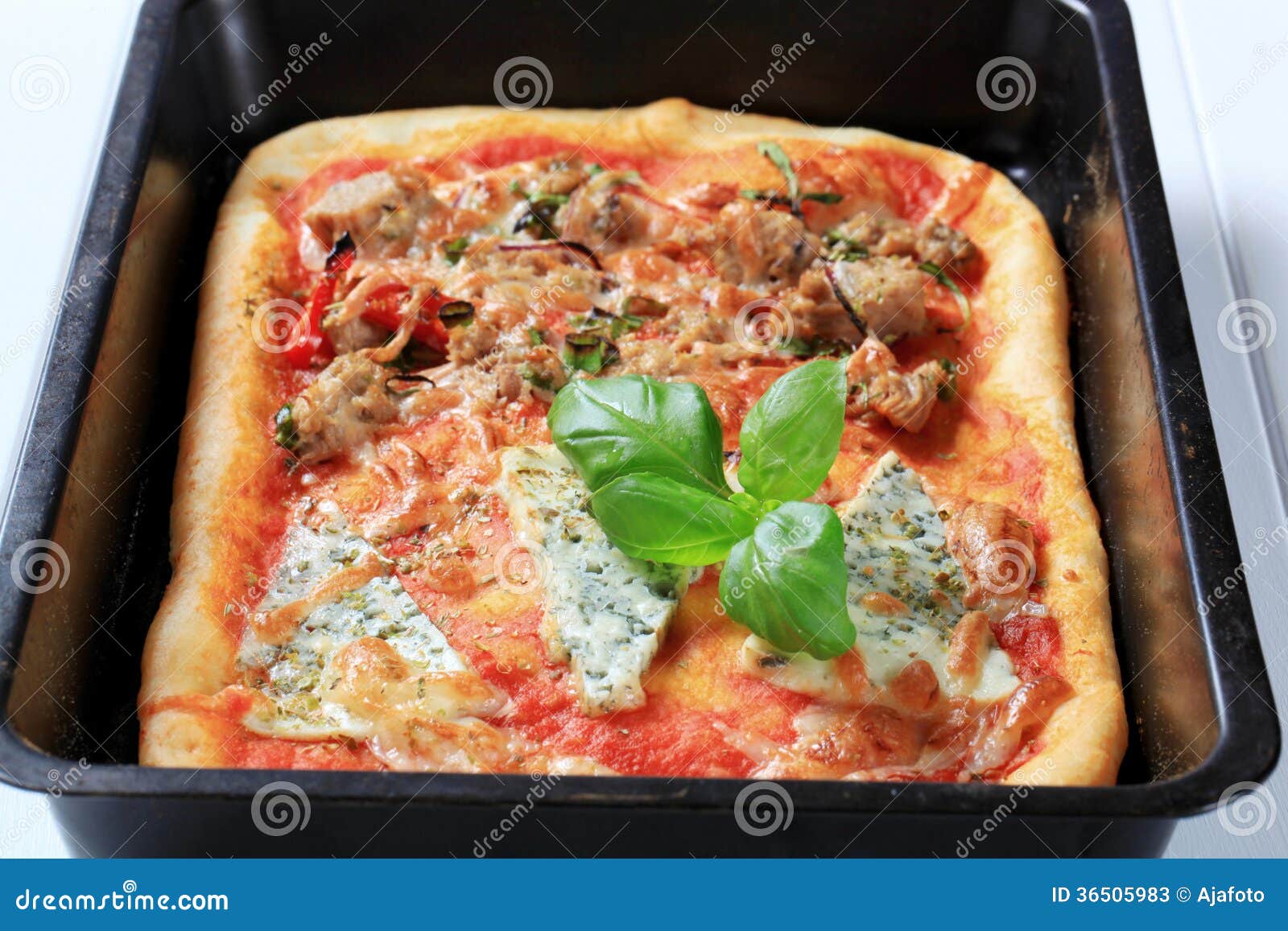 Rectangular pizza stock image. Image of food, tuna, cheese - 36505983