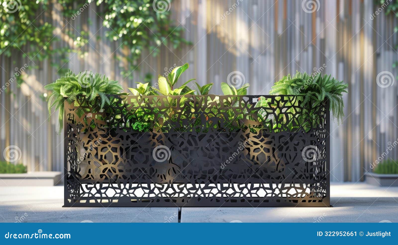 A Rectangular Plant Stand with an Intricate Lattice Design Stock Image ...