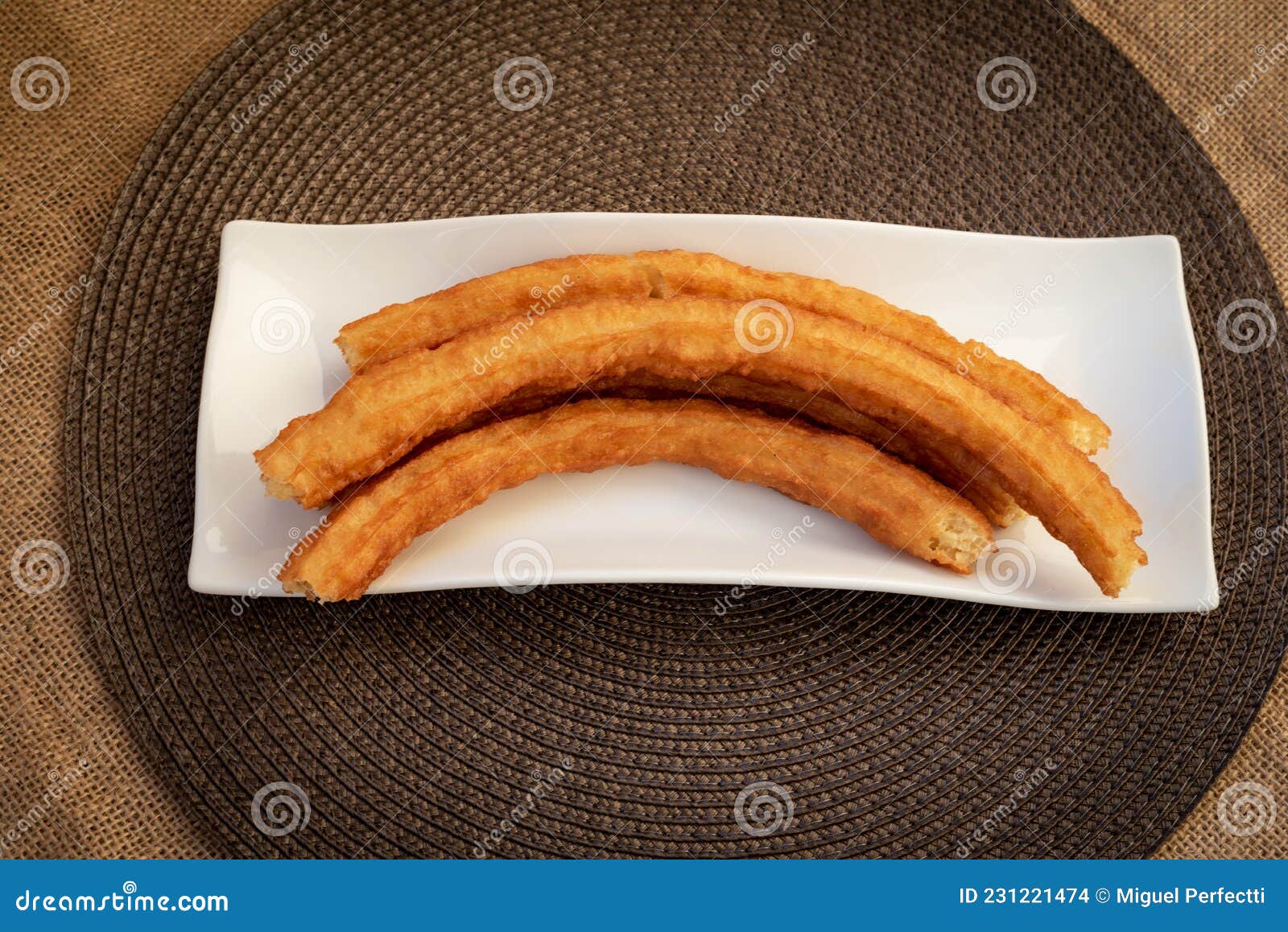 Rectangular Plate with Churros Stock Photo - Image of energy, closeup ...