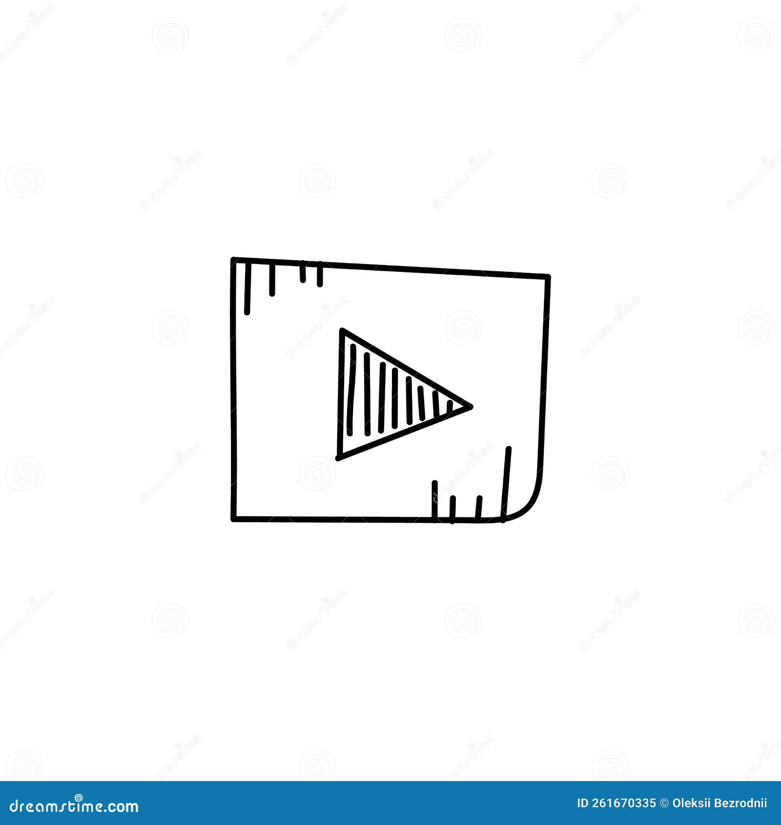 Rectangular Play Button Hand Rawn Icon Stock Vector - Illustration of ...