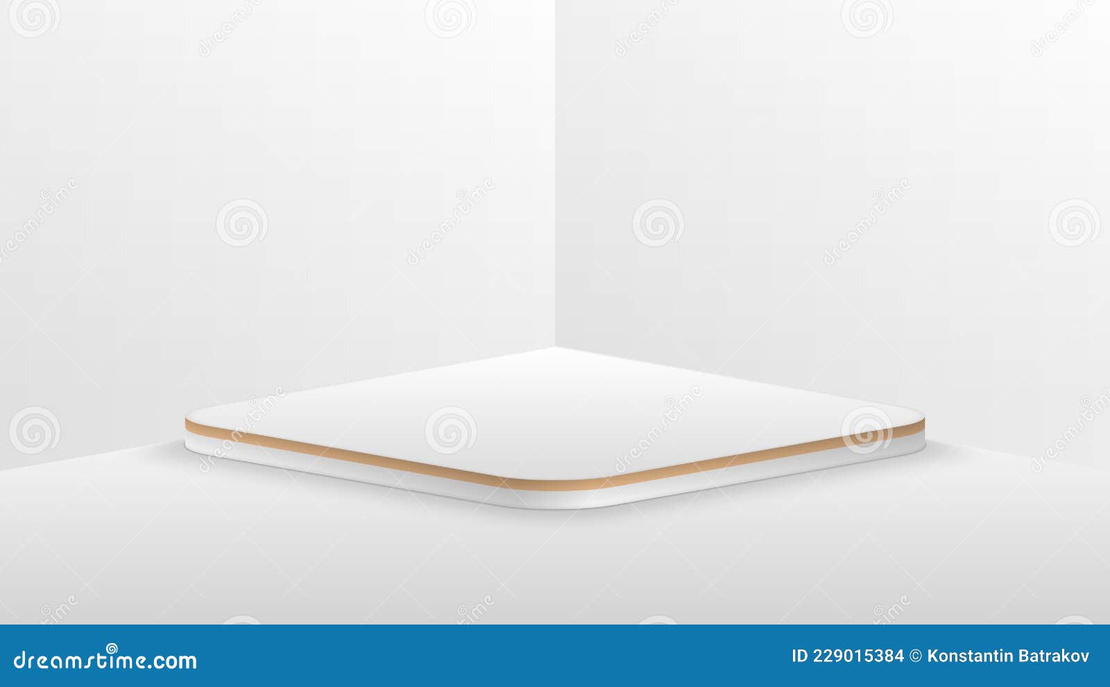 Rectangular Podium with Rounded Corners in the Corner of the Room ...