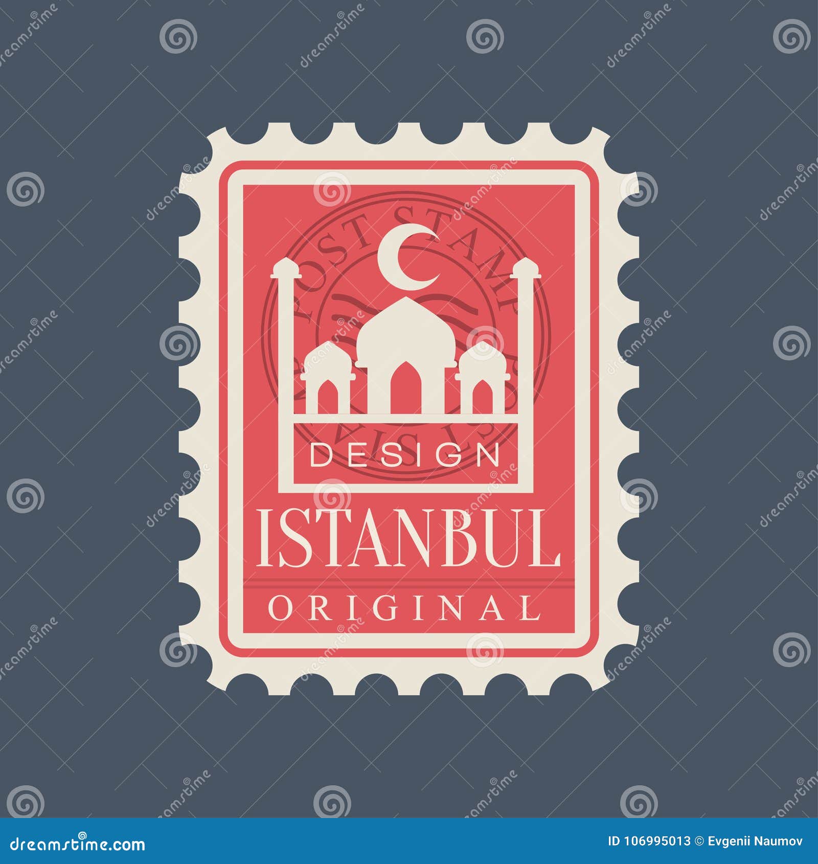 Rectangular Postage Stamp of Istanbul City with Blue Mosque Silhouette ...