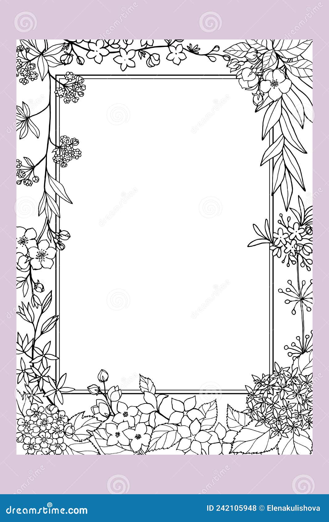 Rectangular Postcard Template with Rectangular Frame, Full Border with ...