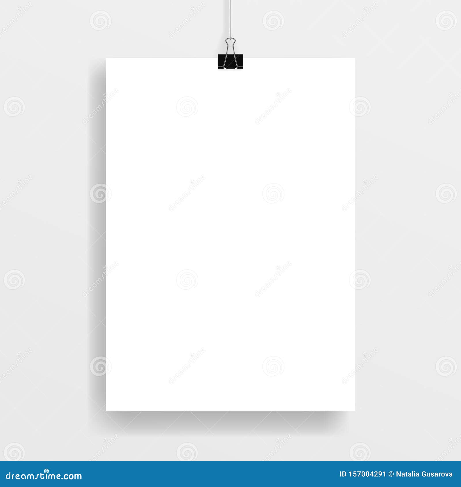 Rectangular Poster, Fastened with a Black Paper Clip. Stock ...