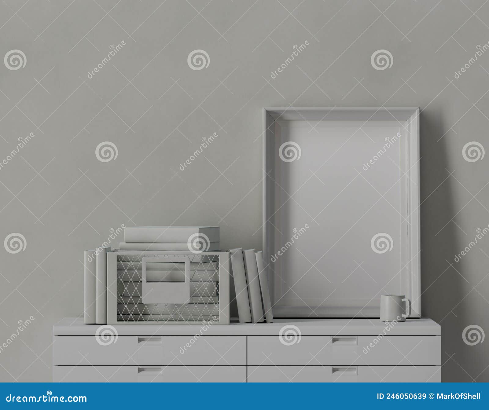 Rectangular Poster Frame White Monochrome Interior Room with ...