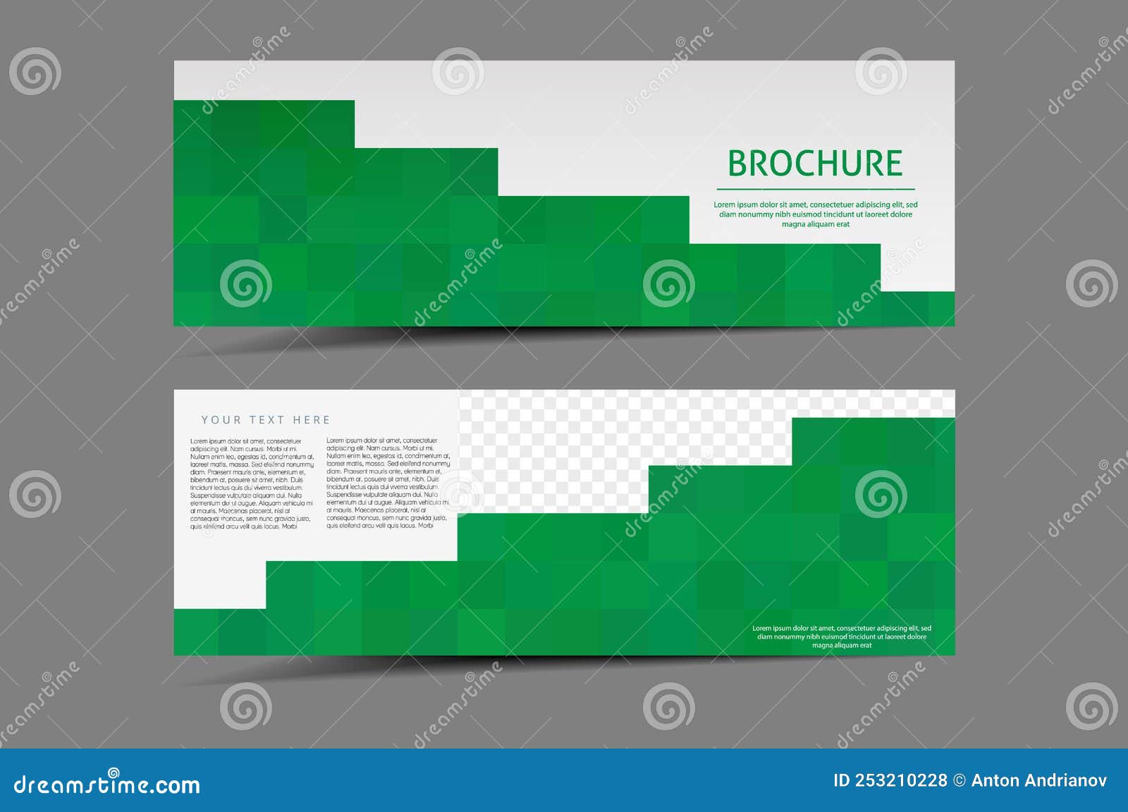 Green Template Vector Flyer Mosaic Abstract. Rectangular Printable ...