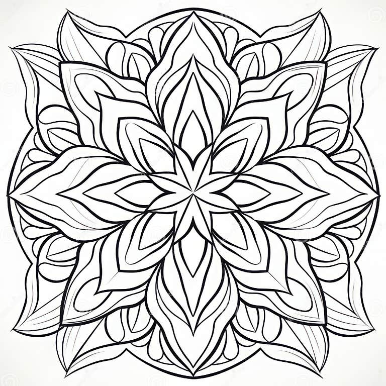 Rectangular Prism Mandala Coloring Page with Geometric Patterns Stock ...