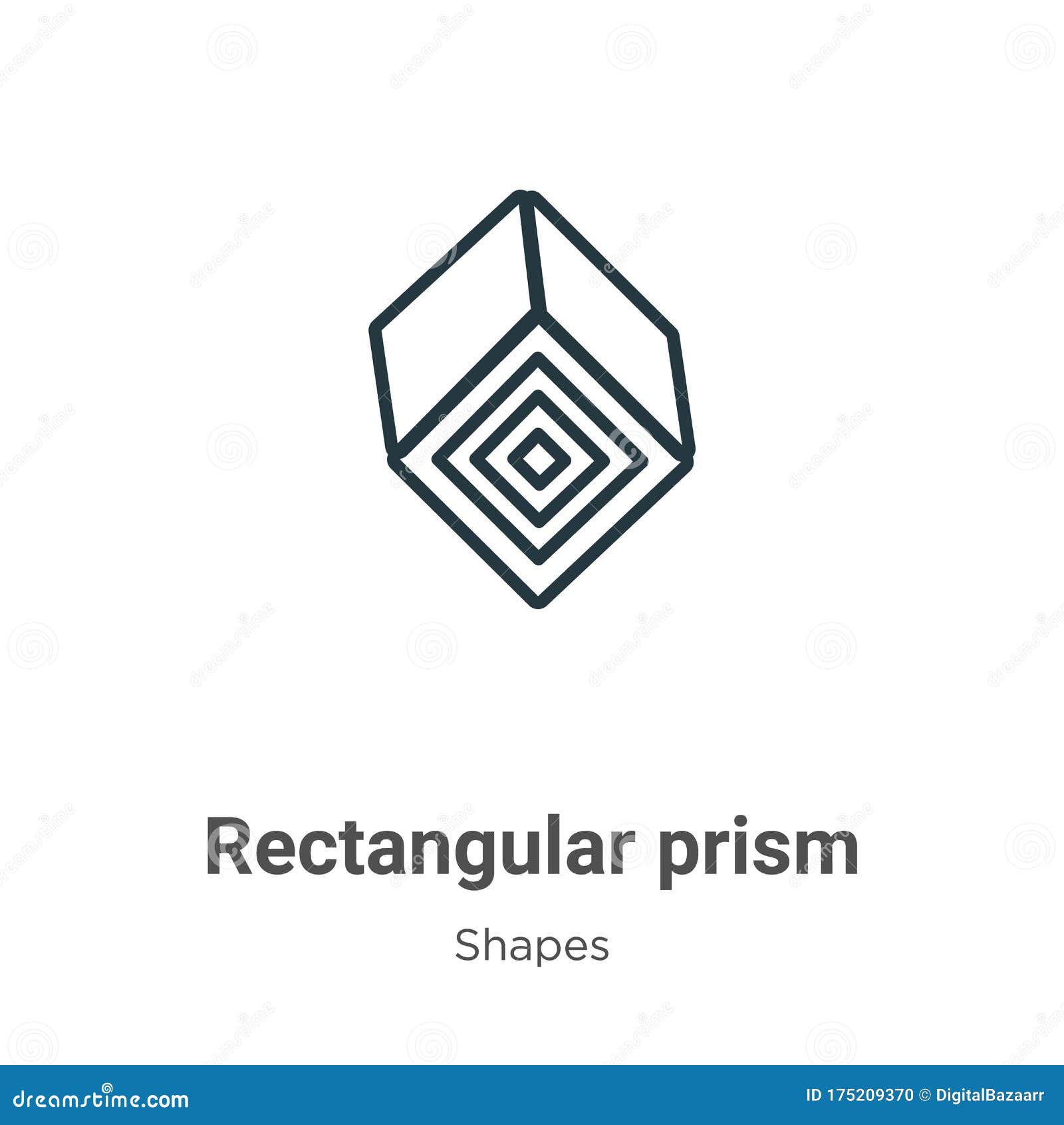 Rectangular Prism Outline Vector Icon. Thin Line Black Rectangular ...