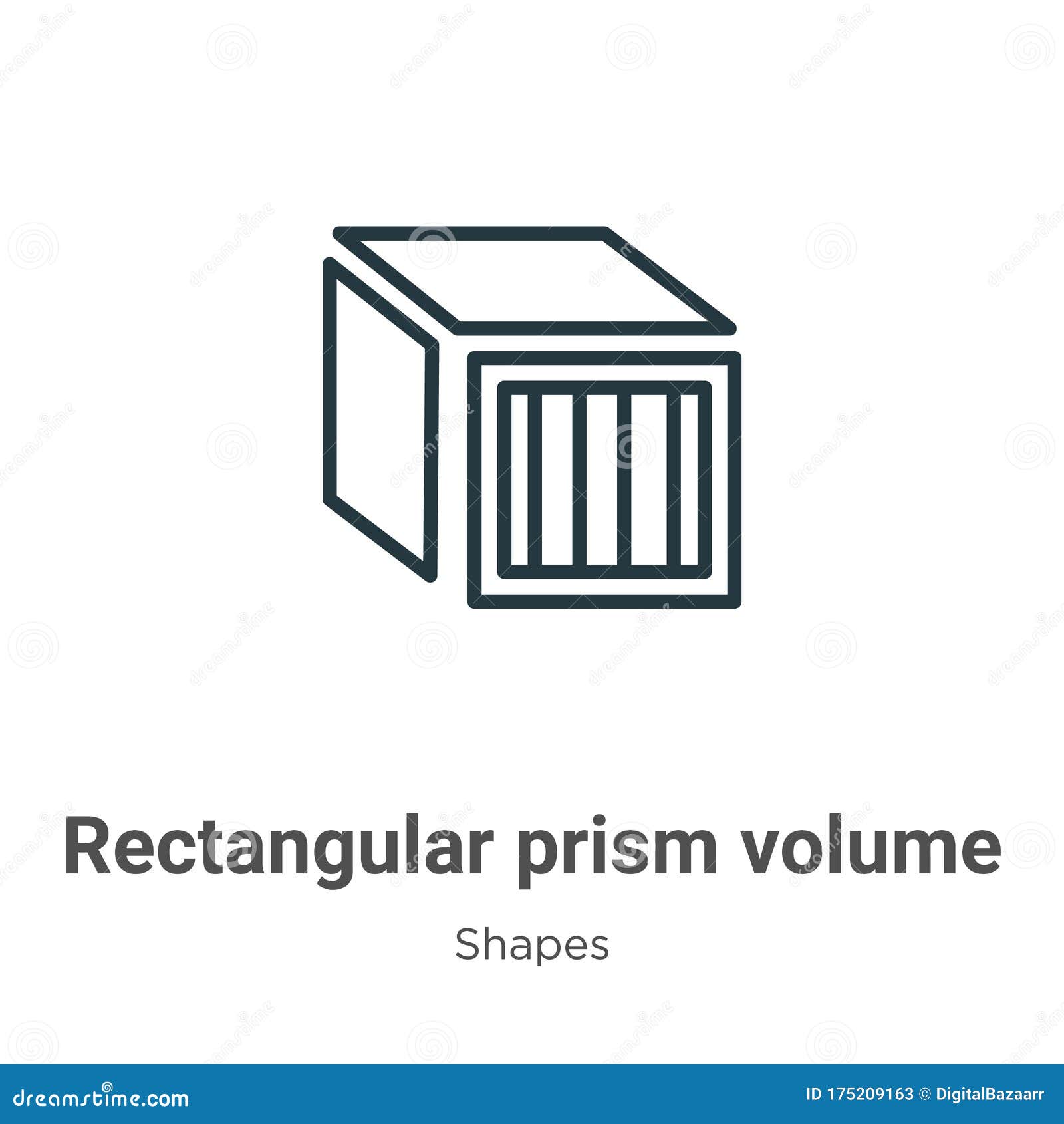 Rectangular Prism Volume Outline Vector Icon. Thin Line Black ...