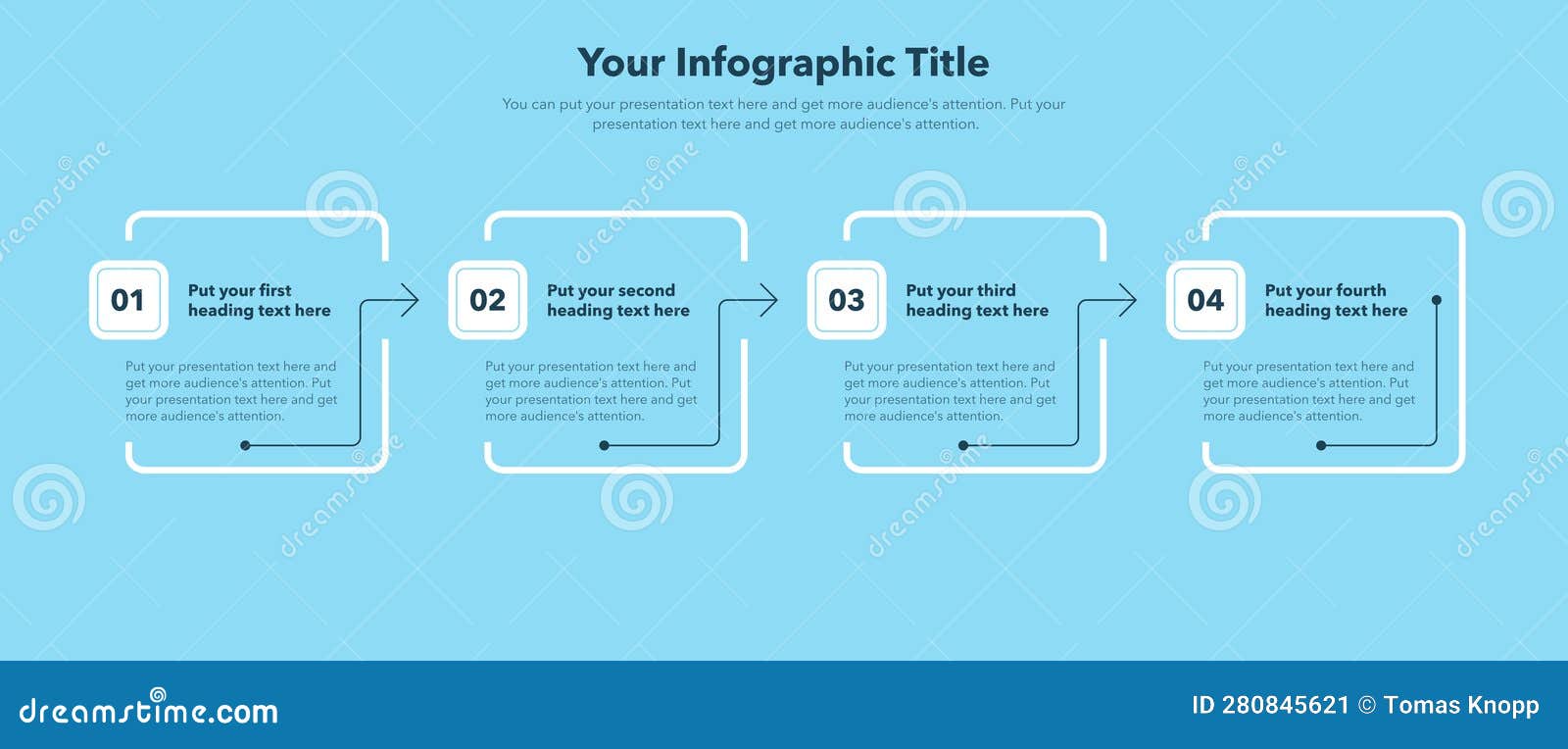 Rectangular Process Infographic Template with Four Steps - Blue Version ... Rectangular Process Infographic Template with Four Steps - Blue Version ...
