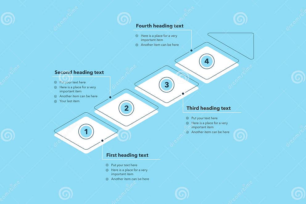 Rectangular Process Infographic Template with Four Steps - Blue Version ...