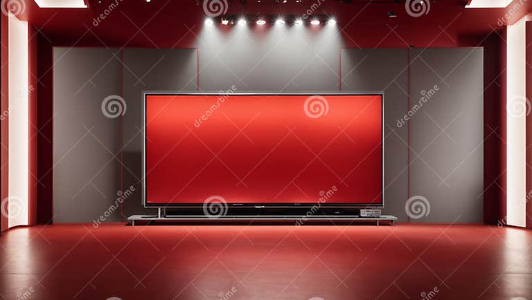 Rectangular Red Blank TV Screen with Backlight Stock Image - Image of ...