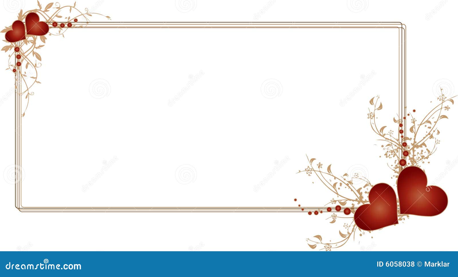 Rectangular Red Frame with Hearts and Flowers Stock Vector ...