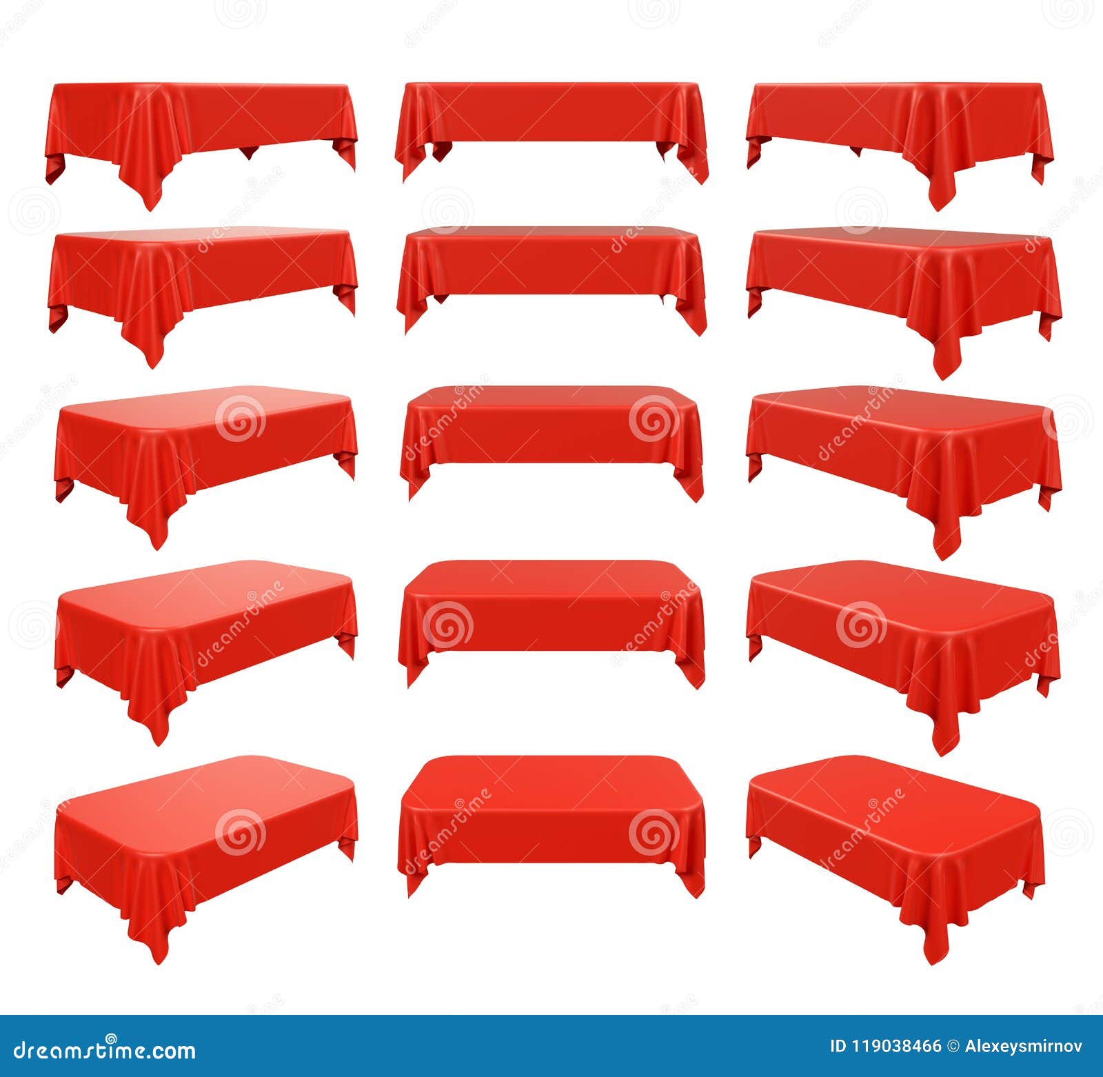 Rectangular Rounded Red Tablecloth Set Stock Illustration ...