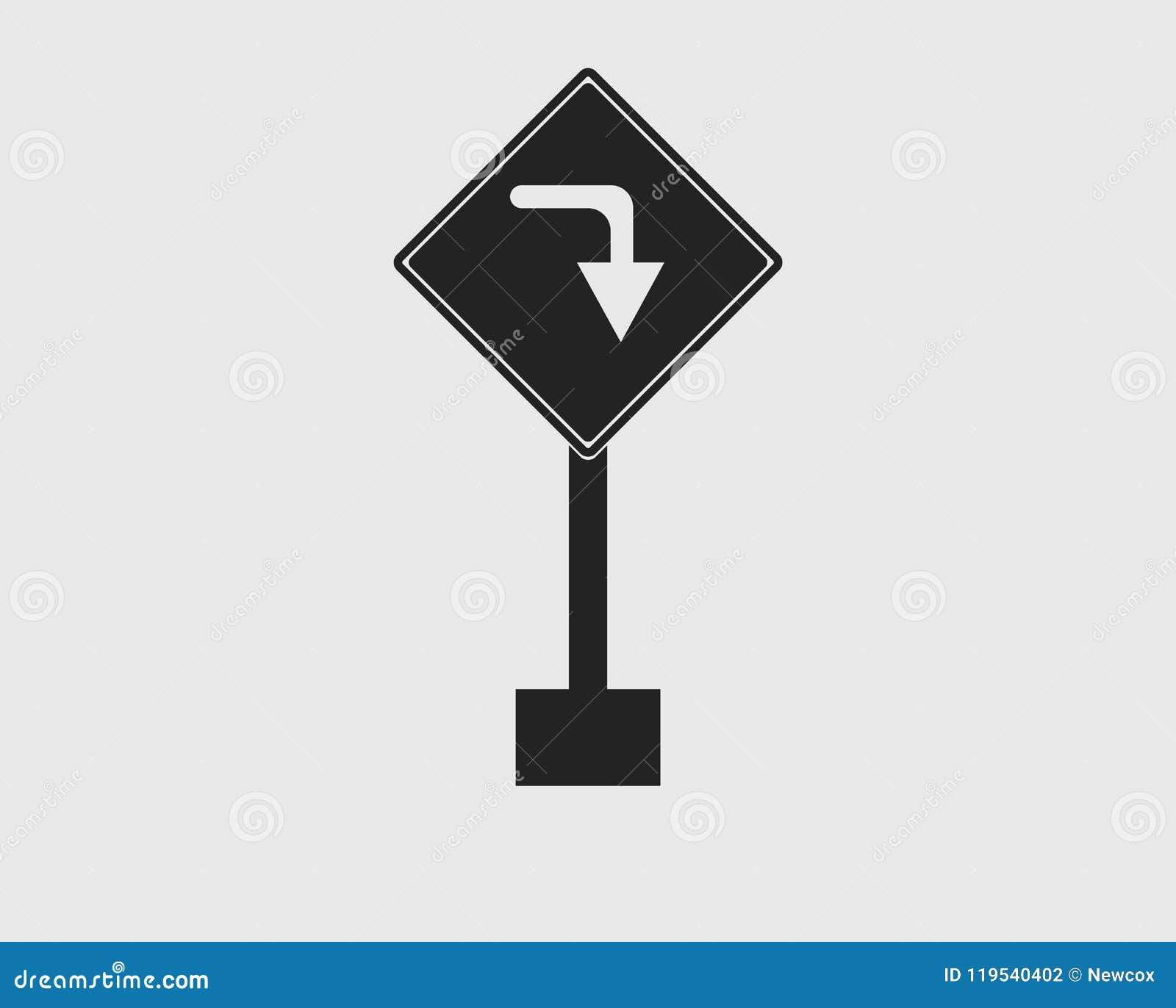 Rectangular Right Turn Symbol Icon of Highway Stock Vector ...