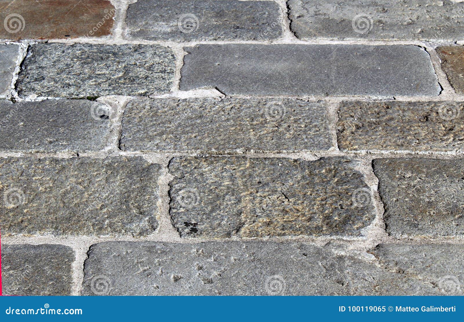 Rectangular Rock Tiles on a Road Pavement Stock Image - Image of ...