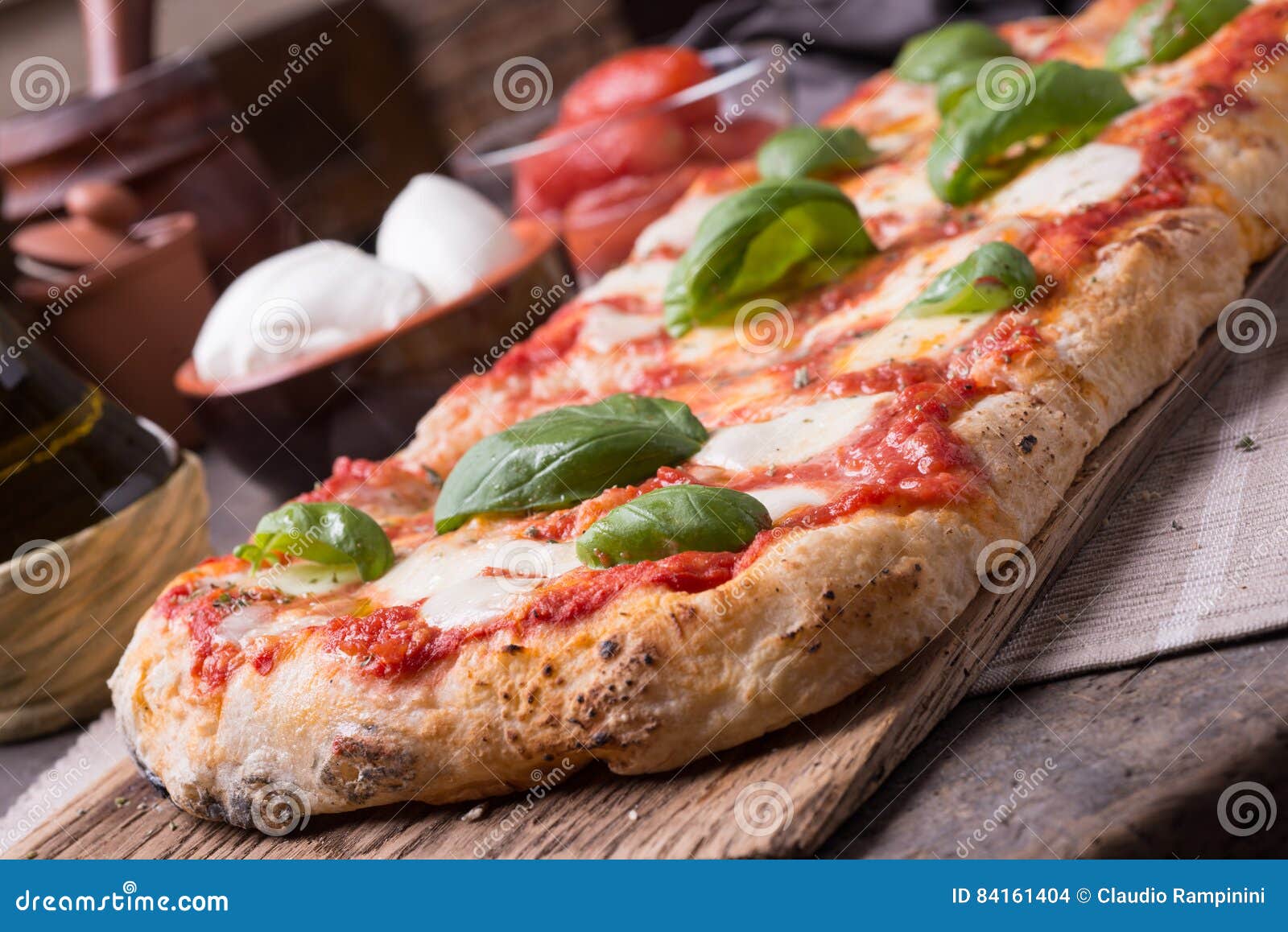 Rectangular romana`s pizza stock photo. Image of shovel - 84161404