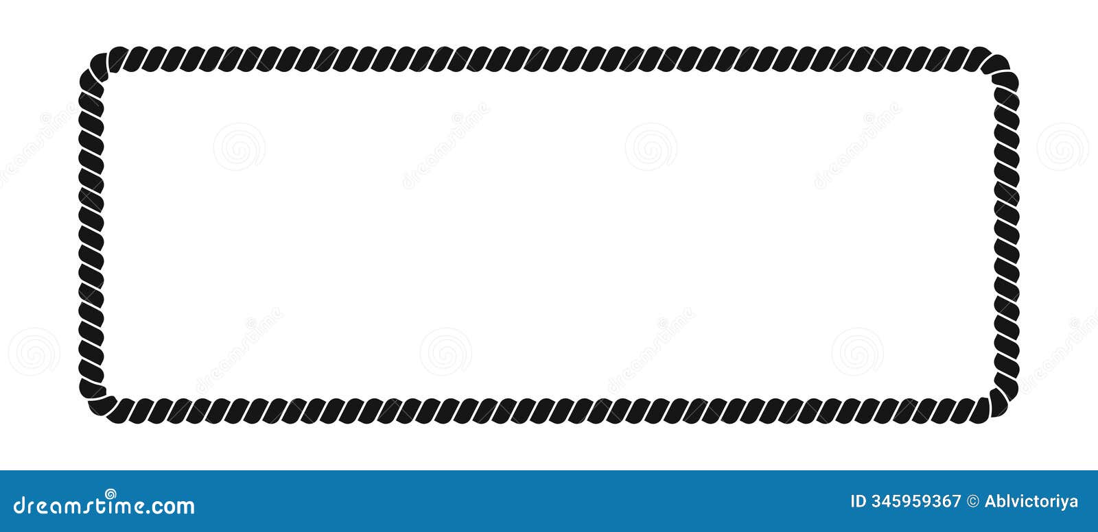 Rectangular Rope Frame Border, Cord Thread Cable Twine Frame Vector ...