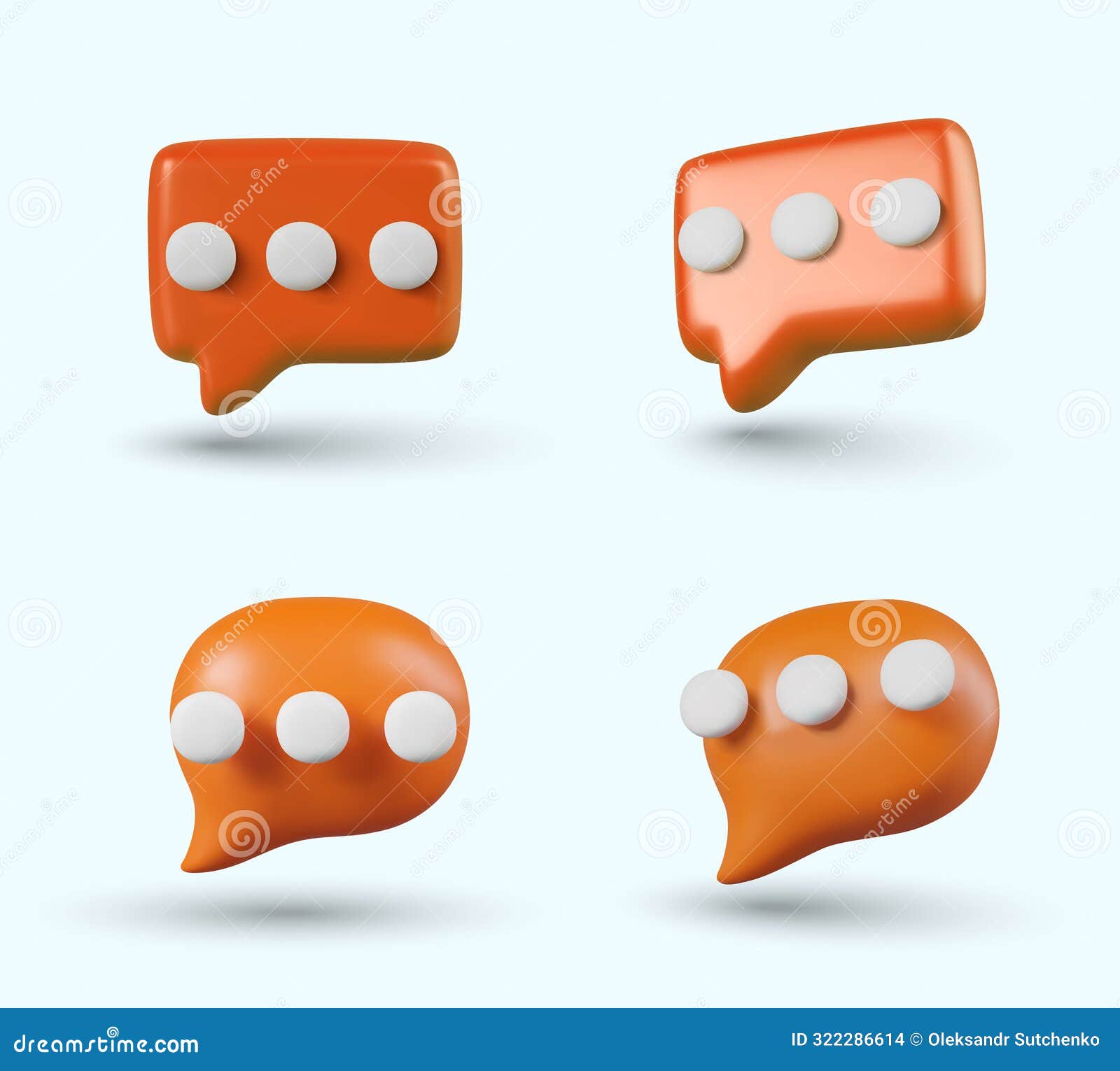 Rectangular and Round Comment Icons in Different Positions Stock Vector ...