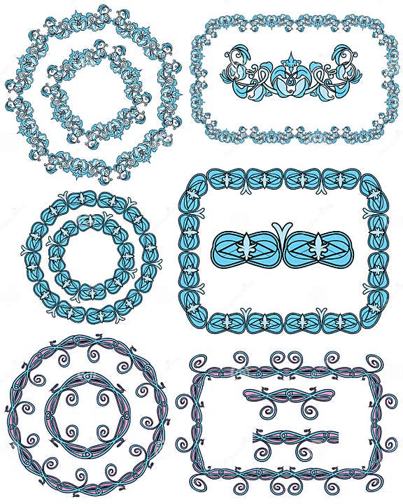 Rectangular and Round Frames Stock Vector - Illustration of damask ...