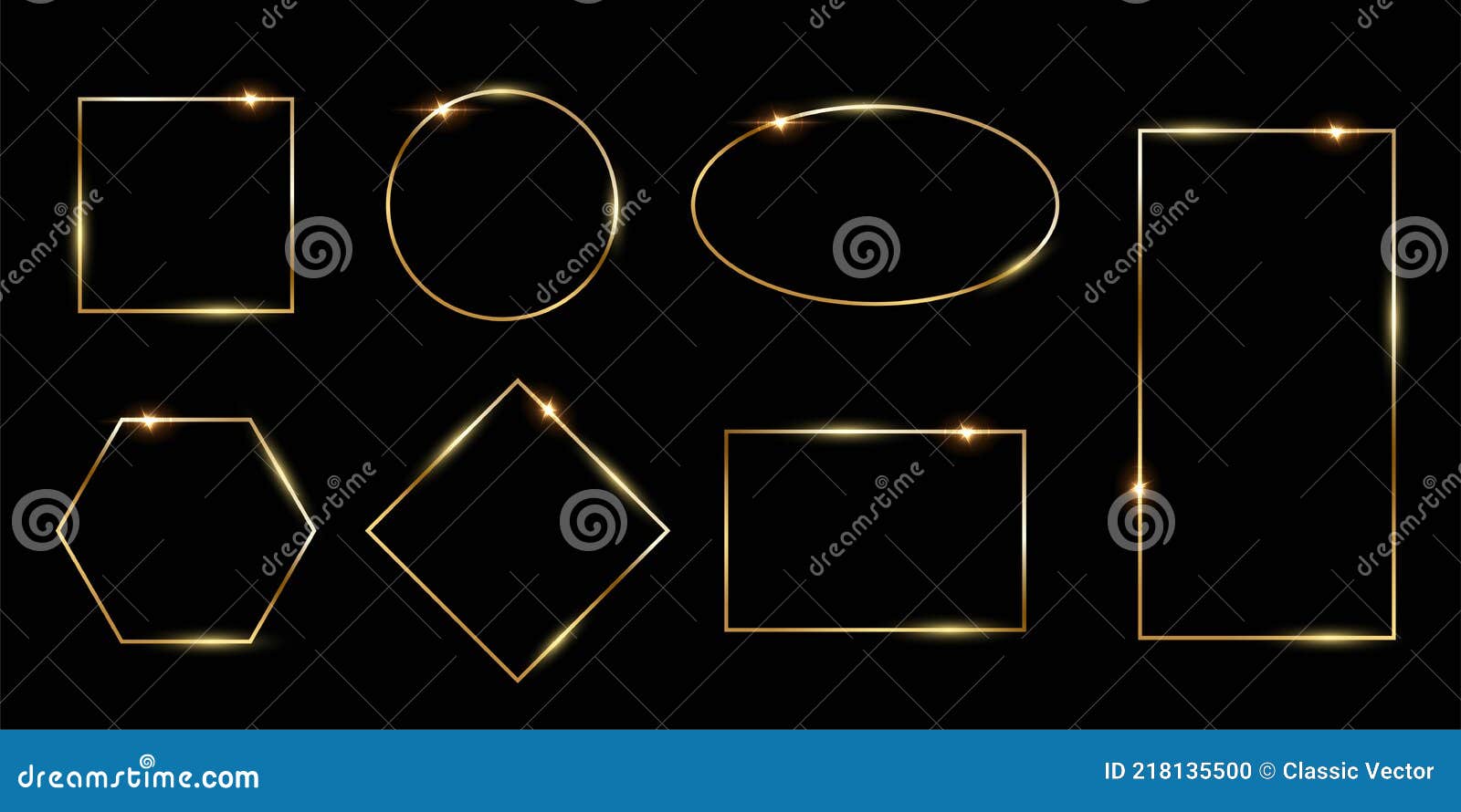 Rectangular and Round Golden Photo or Picture Frames in Different ...