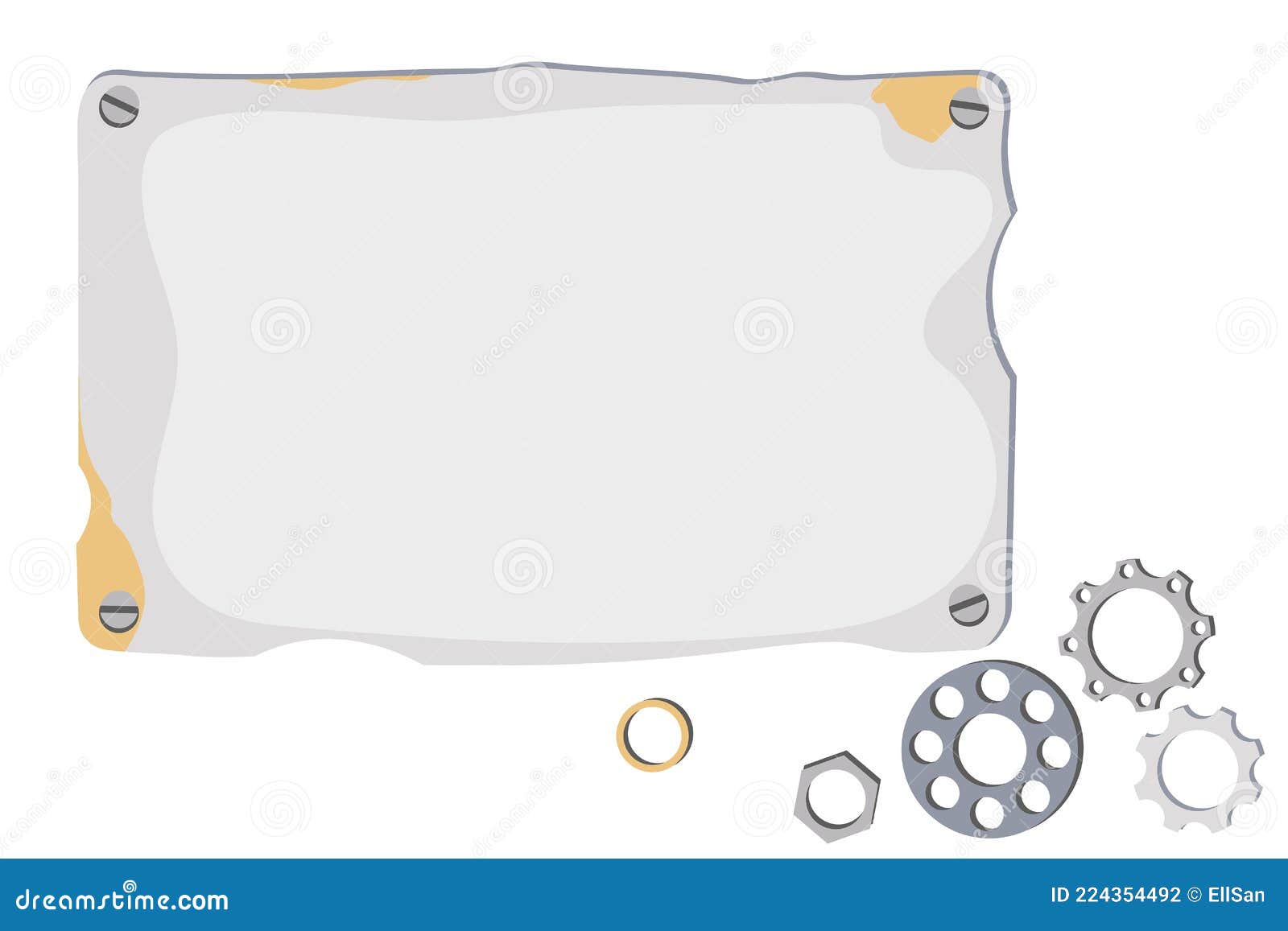 Rectangular Rusty Metal Gray Frame. Mechanical Parts, Gear Wheels ...