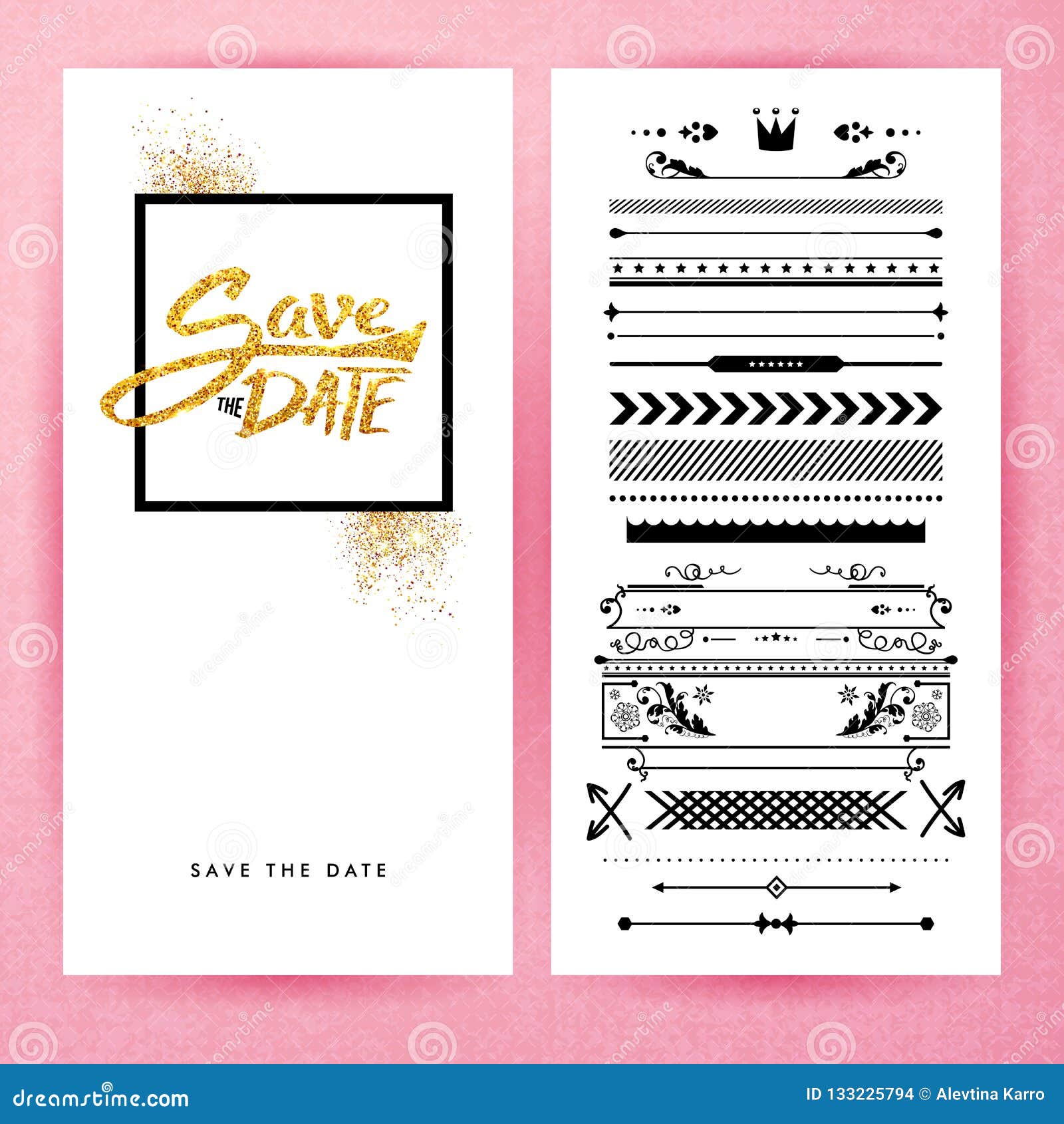 Rectangular Save the Date Stationery Vector Image Stock Vector ...