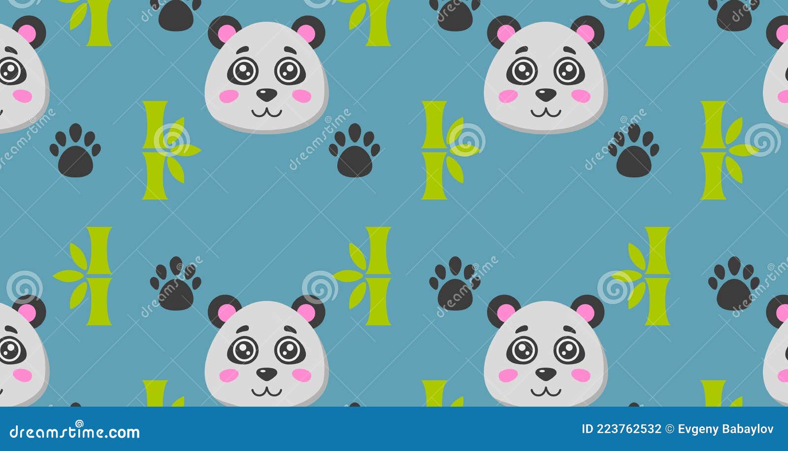 Rectangular Seamless Pattern, Panda and Bamboo - Vector Stock ...