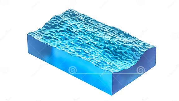 Rectangular Section of Ocean or Sea Water, with Small Waves. 3d ...