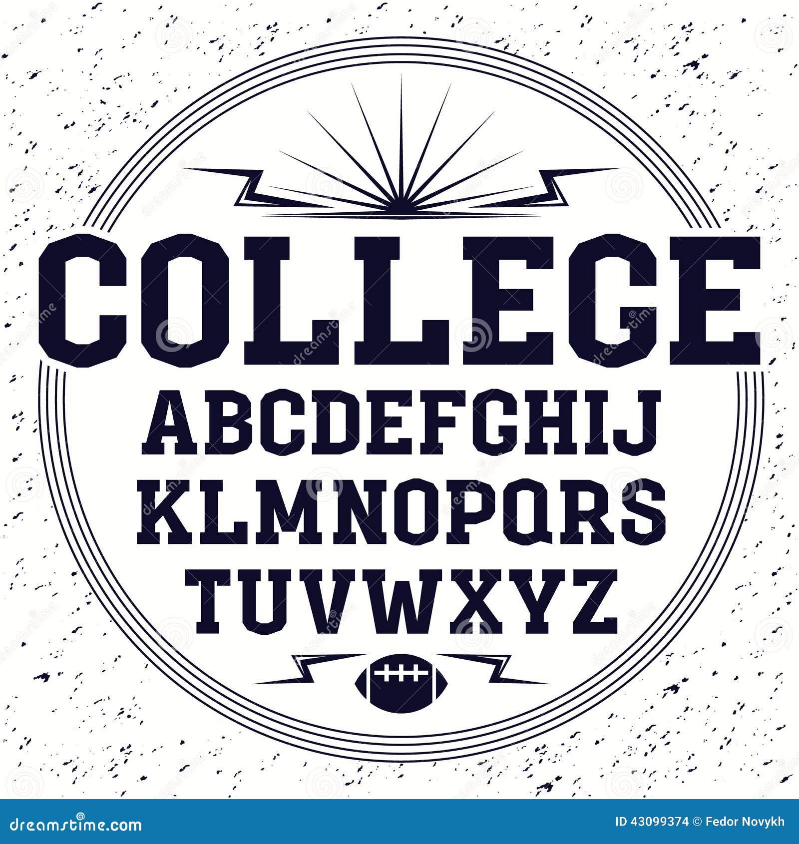 Rectangular Serif Font in the Style of College Stock Vector ...