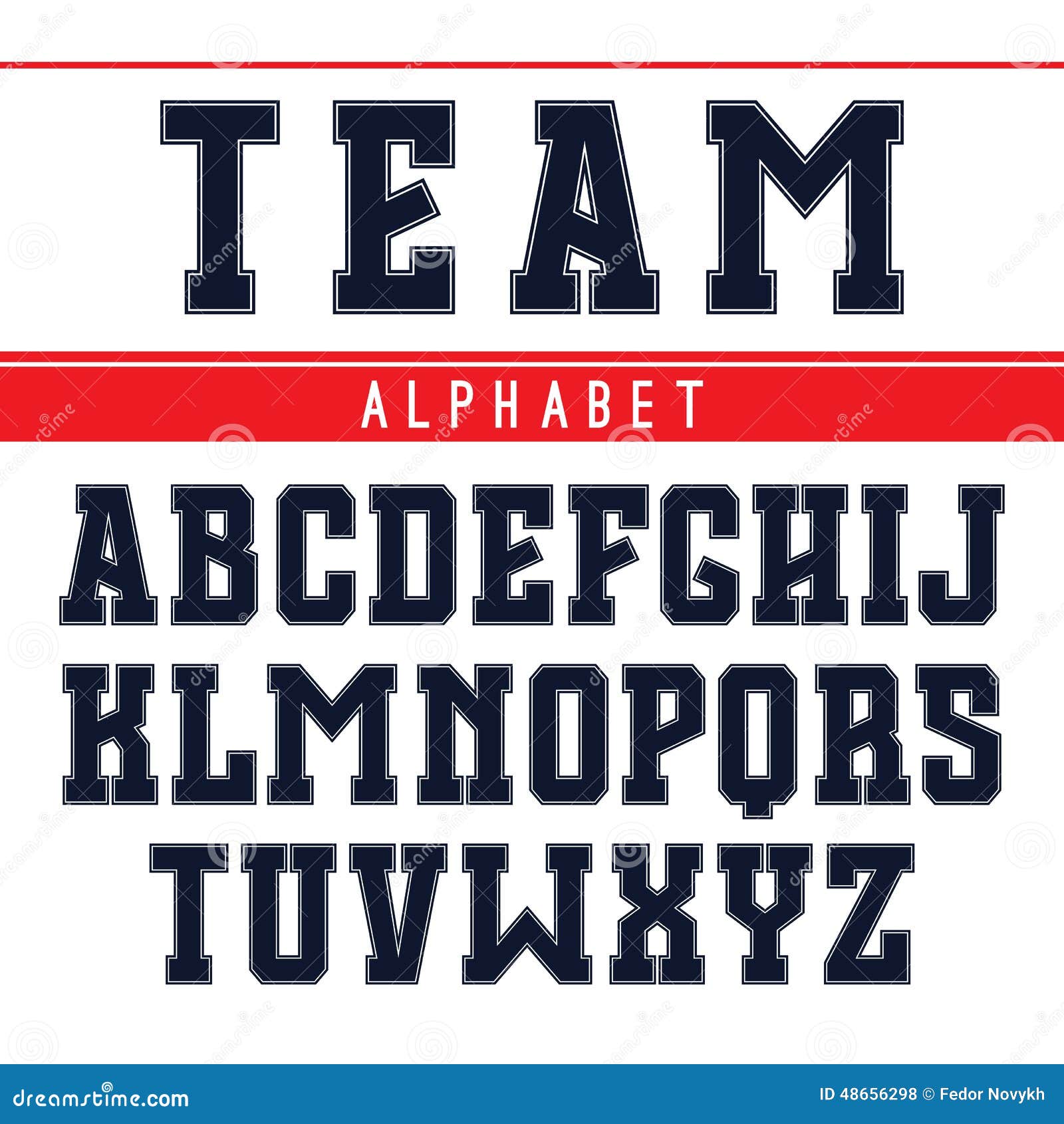 Rectangular Serif Font in the Style of College Stock Vector ...