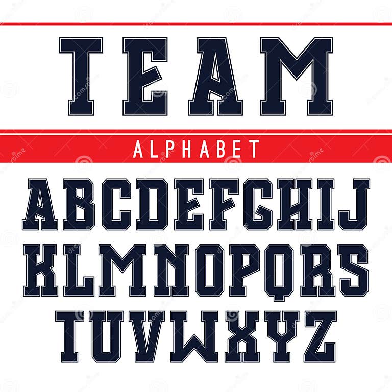 Rectangular Serif Font in the Style of College Stock Vector ...