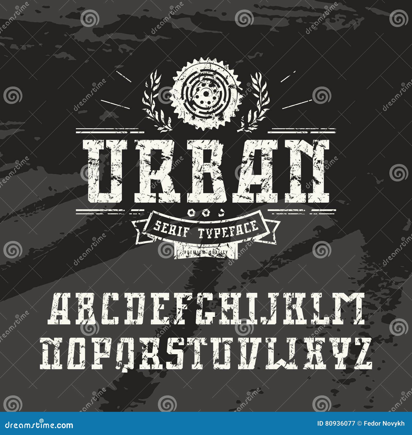 Rectangular Serif Font in Urban Style with Shabby Texture Stock Vector ...