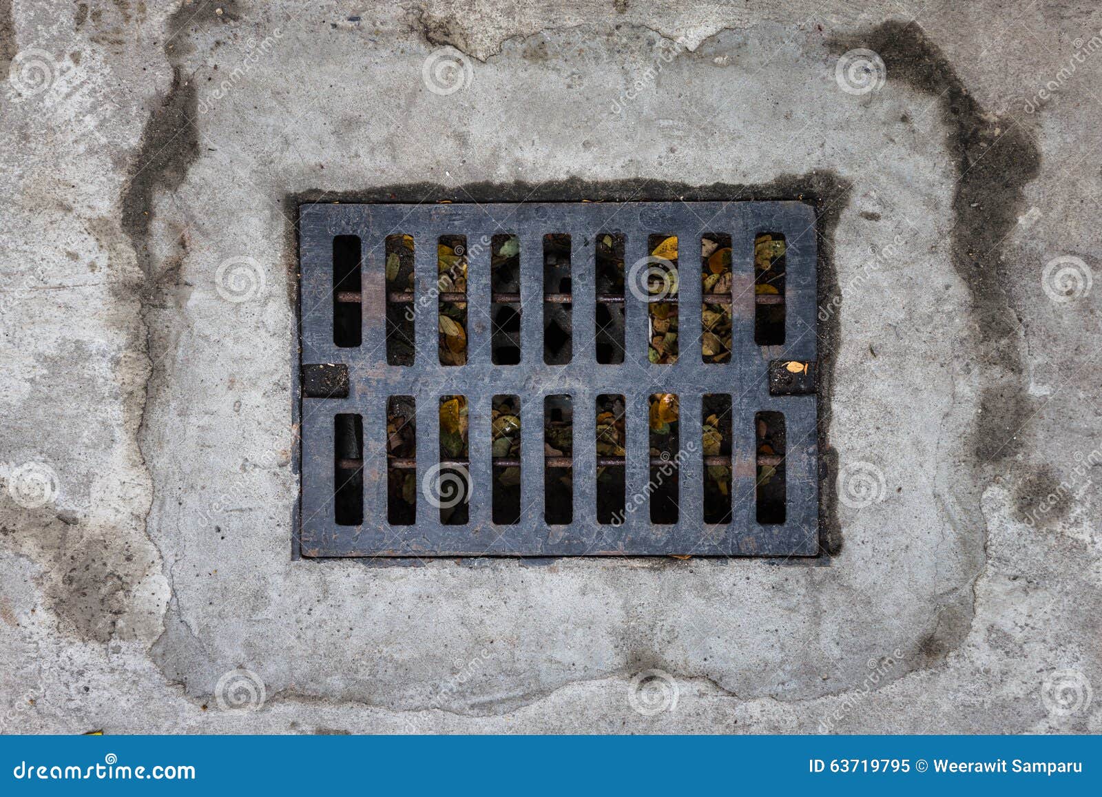 Rectangular Sewer with a Rust and Holes Stock Image - Image of leaf ...