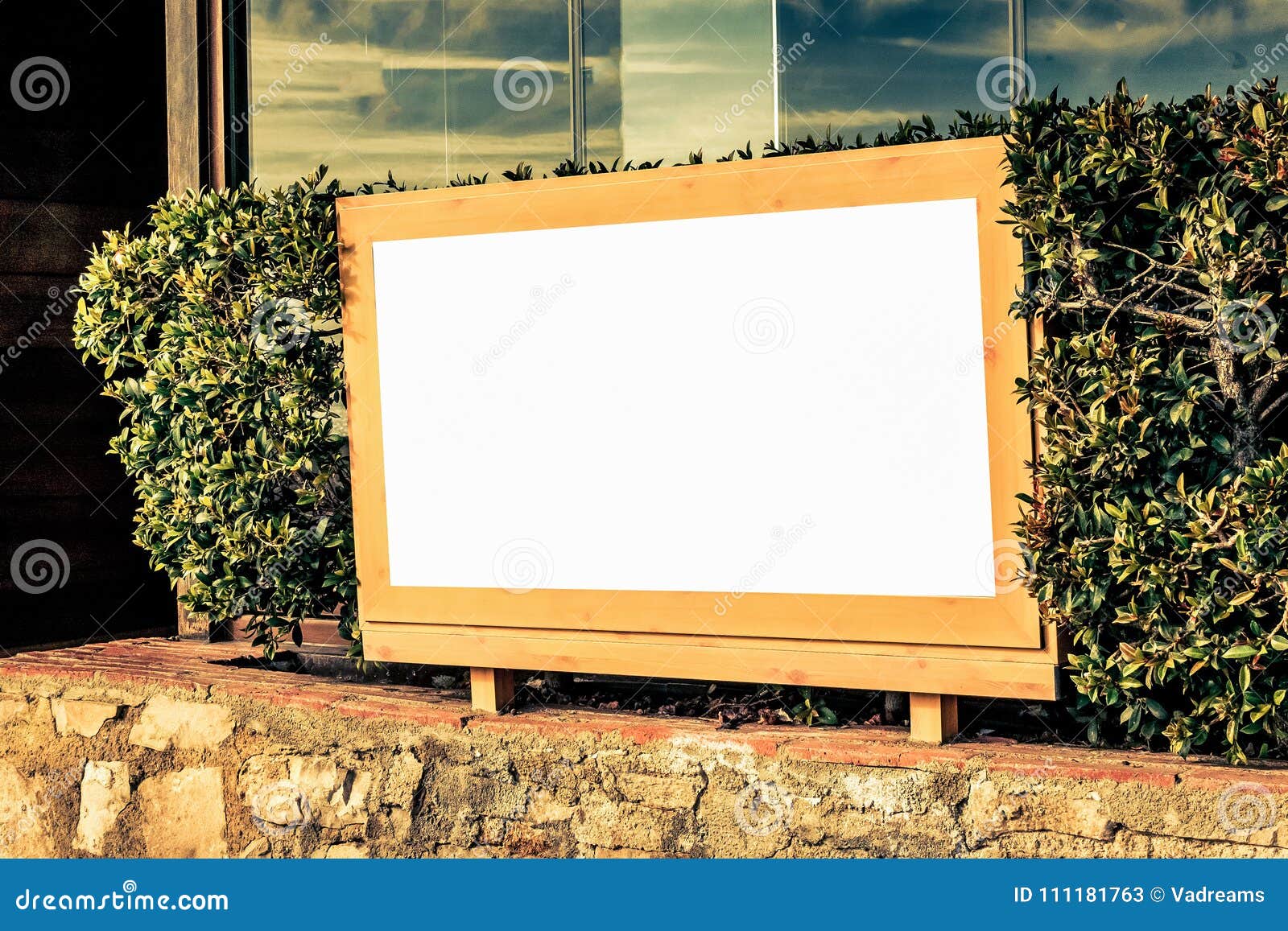 Rectangular Shape Mock Up Signboard of Cafe or Restaurant Stock Image ...