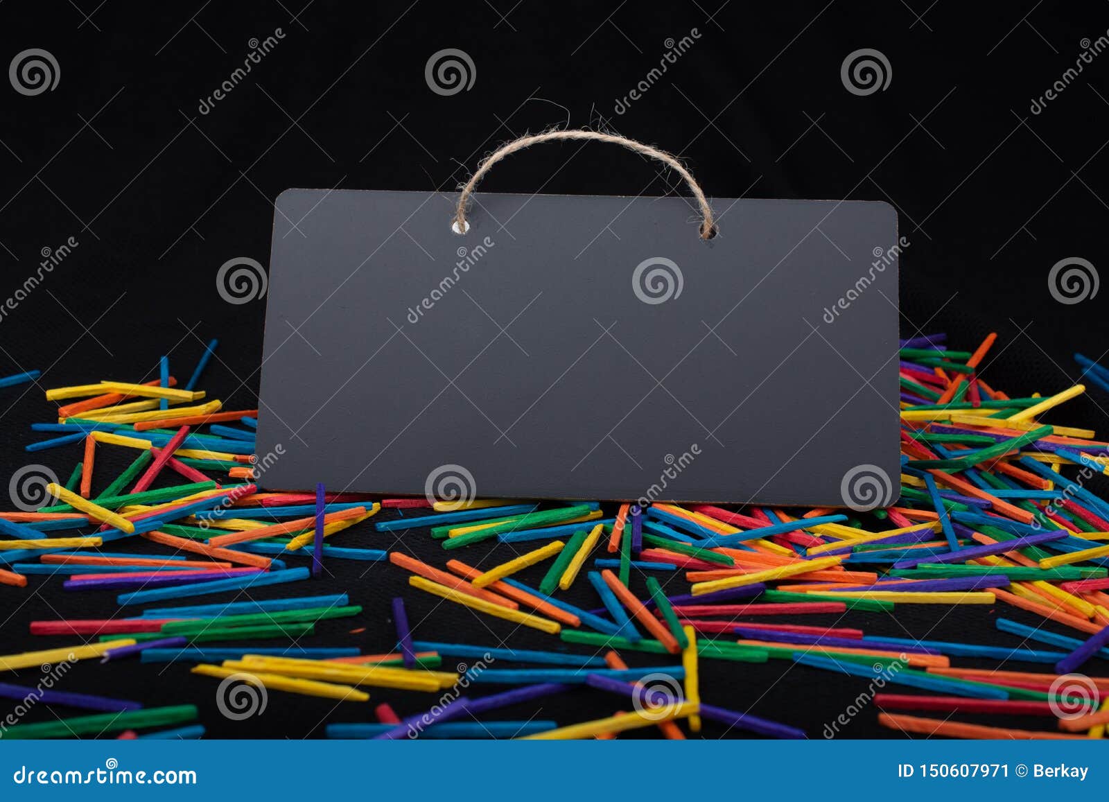 Rectangular Shaped Black Notice Board on Colorful Sticks Stock Image ...