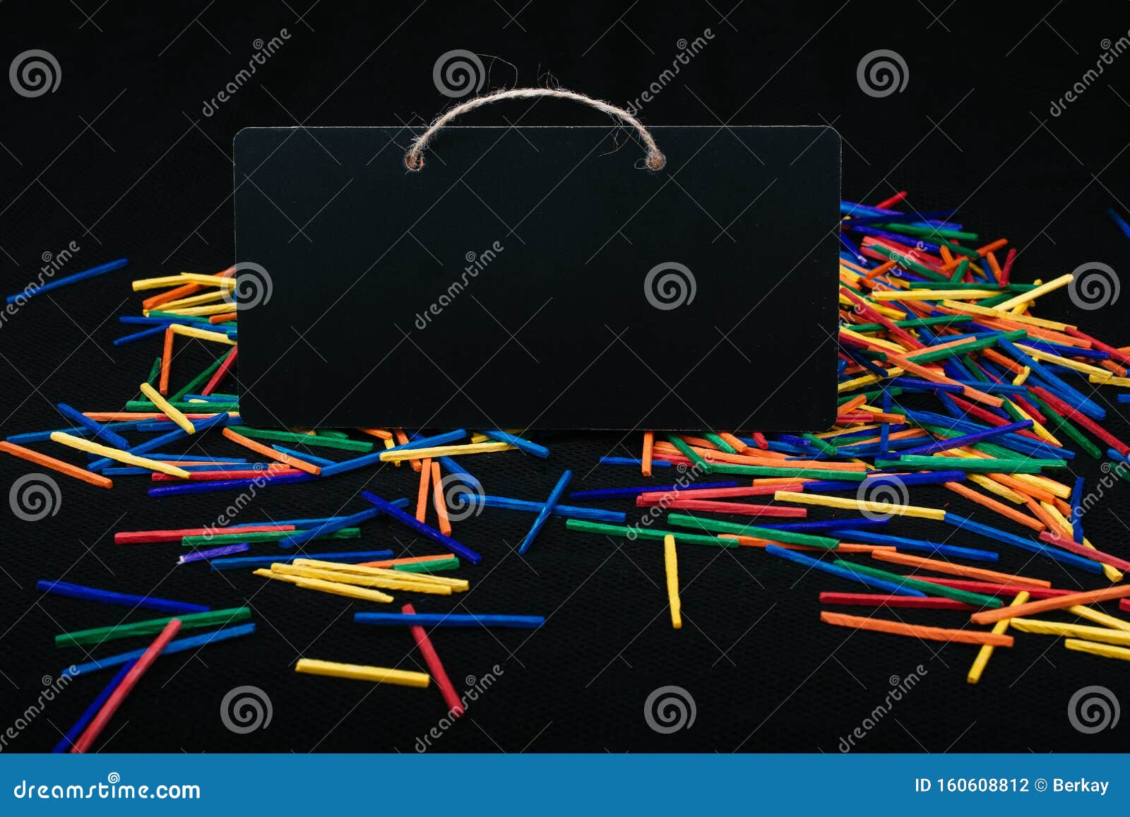 Rectangular Shaped Black Notice Board on Colorful Sticks Stock Photo ...