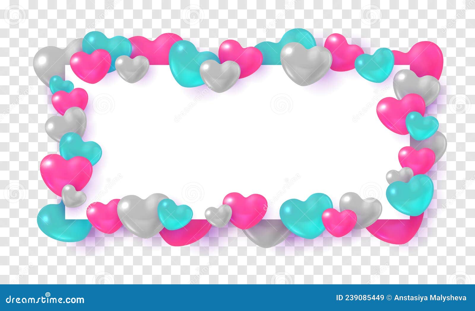 Rectangular Shaped Frame Made of Realistic Glossy Hearts Stock Vector ...