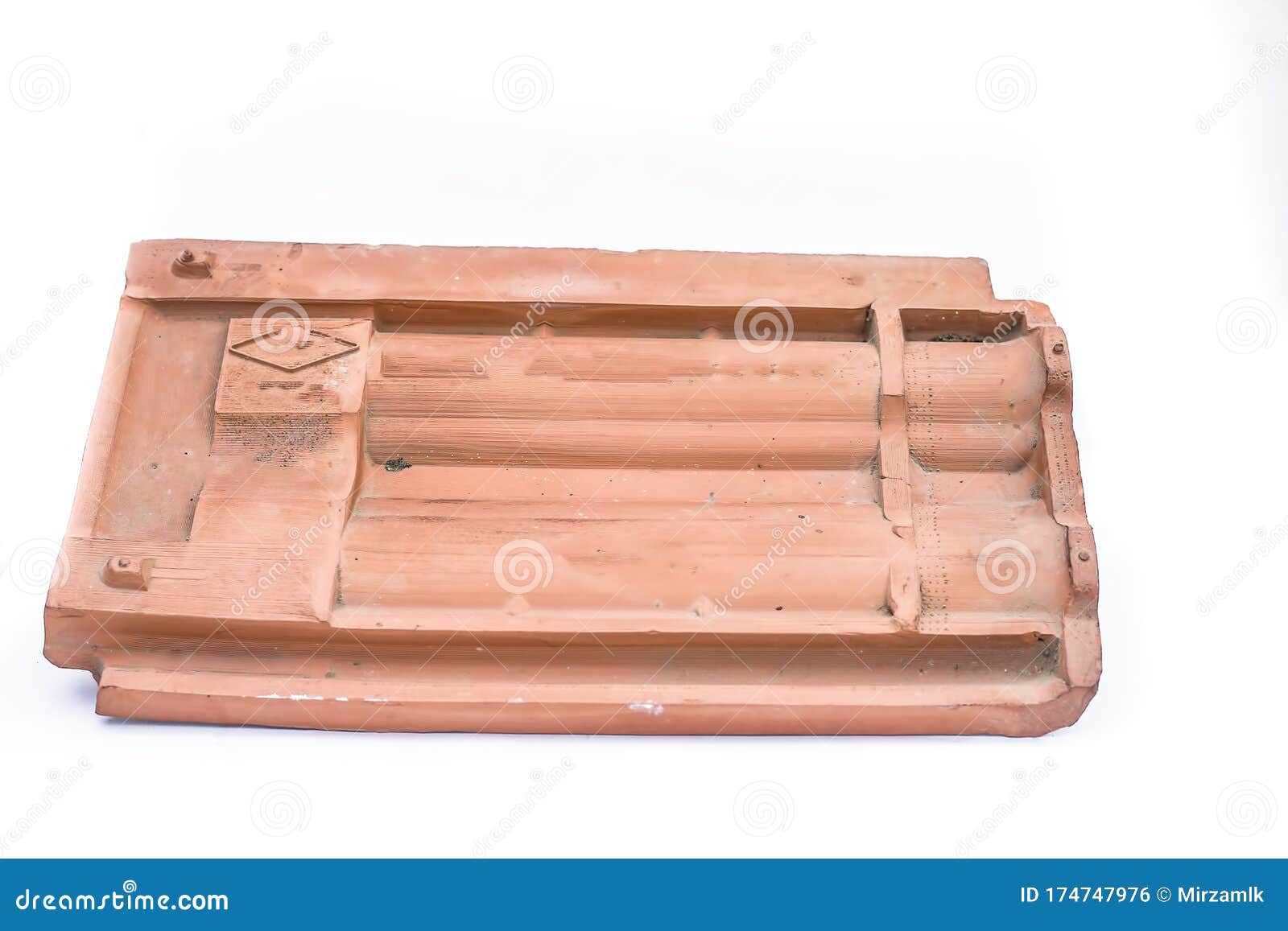 Rectangular Shaped Roof Tiles of Brownish Colored Isolated on White ...