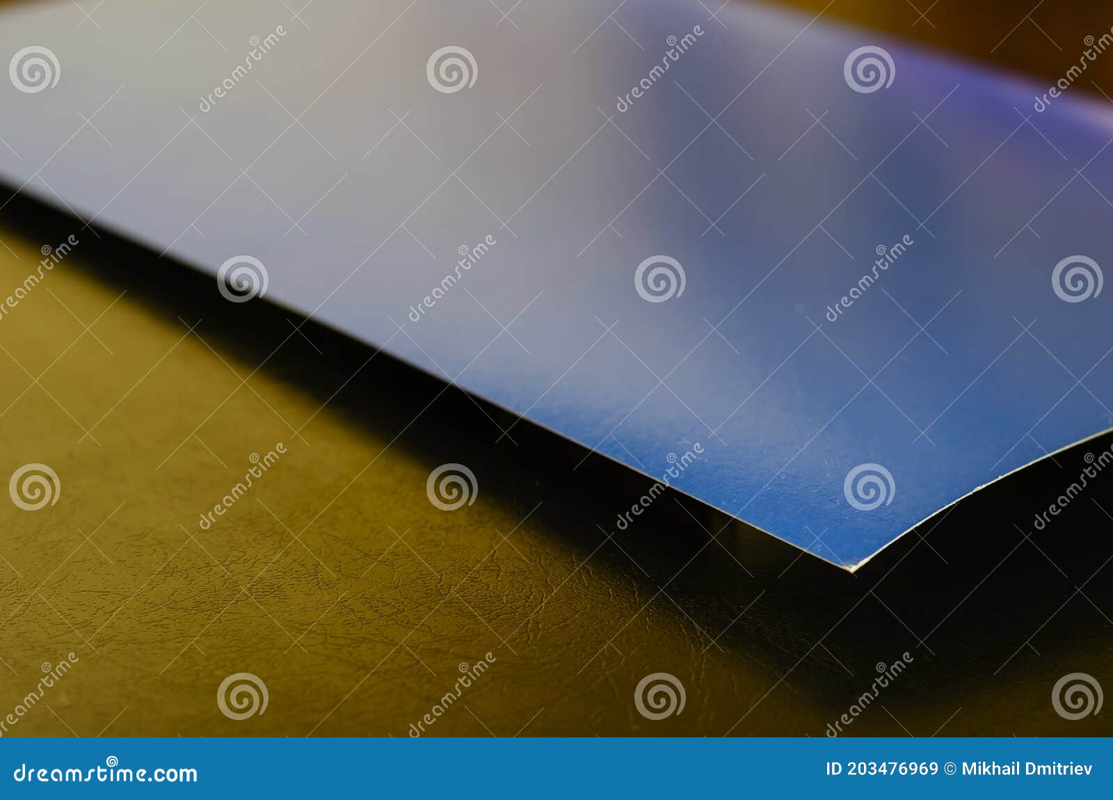 Rectangular Sheet of Blue Paper on a Black Background Stock Image ...